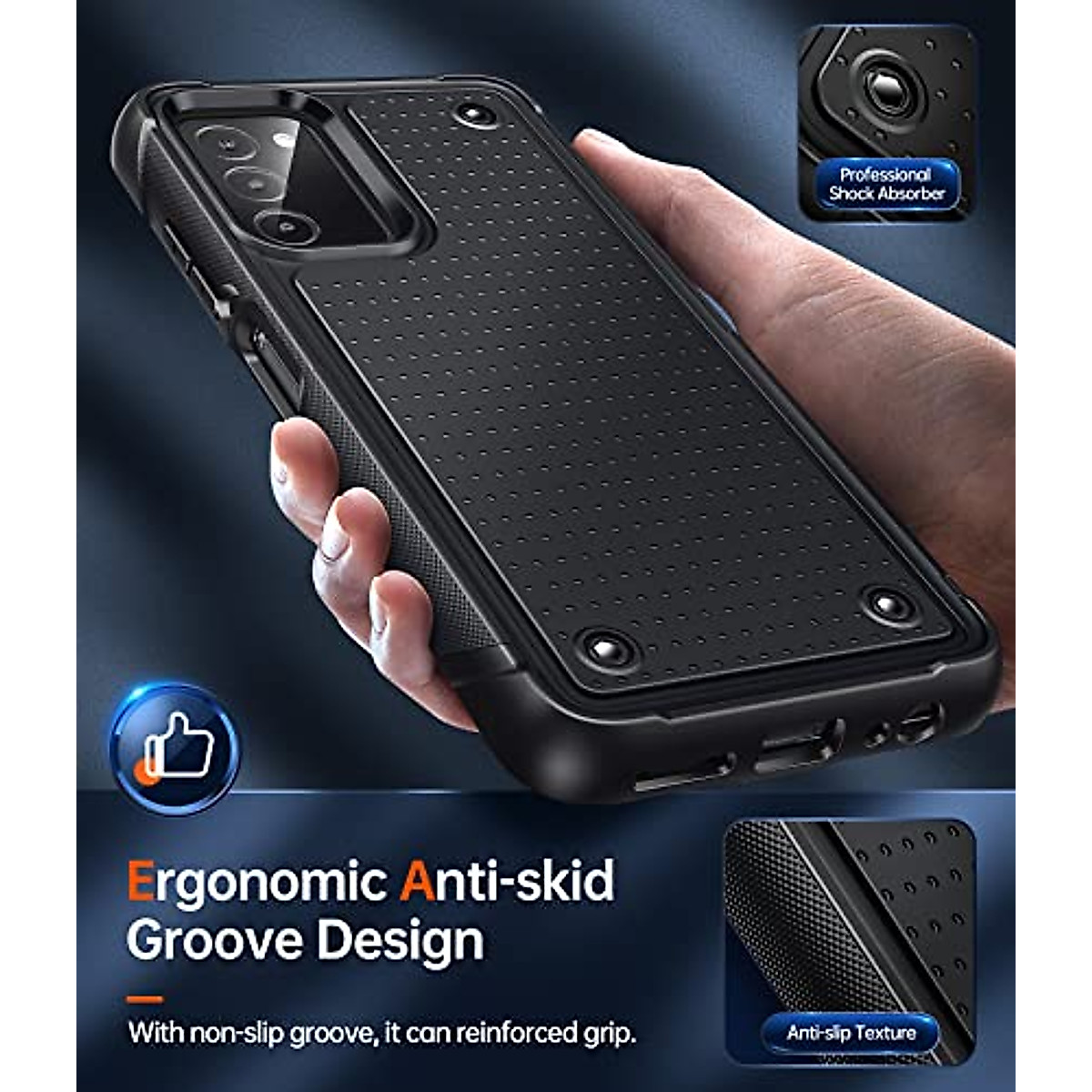 LeYi for Samsung Galaxy-A03S Phone Case: Samsung AO3S Phone Case with [2 Pack] Tempered Glass Screen Protectors, Dual Layer Hard PC Textured Back Soft Bumper Case for Samsung A03S (Not Fit A03), Black