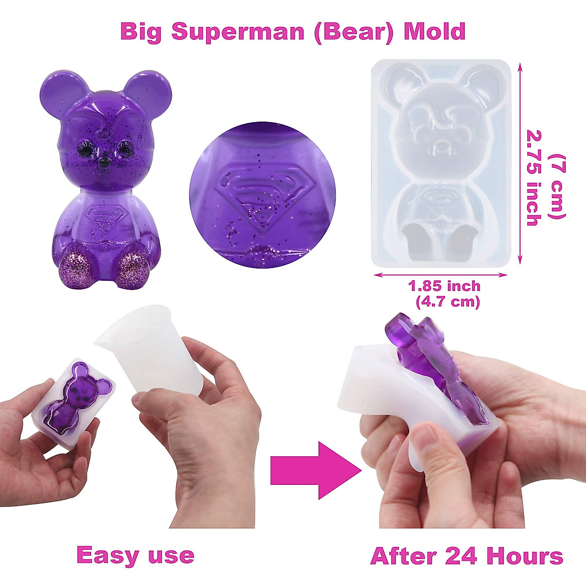 EuTengHao 132Pcs Animal Silicone Molds DIY Resin Casting Molds Kit Contains 4 Bears Resin Molds 3D Bear Rabbit Cat Paw Mold and Pendant Molds Eiffel Tower for DIY Resin Candle Soap Making