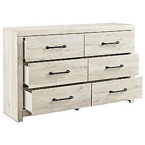 Signature Design by Ashley Cambeck Farmhouse Industrial 6 Drawer Dresser, Whitewash