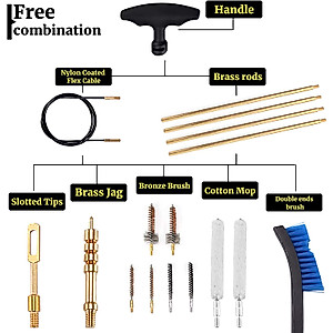BOOSTEADY Gun Cleaning Kit .22 Cleaning kit with Bore Chamber Brushes Cleaning Kit, Brass Cleaning Rod in Zippered Organizer Compact Case