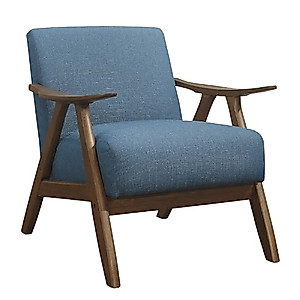 Wycian Chair Seat Cushion, Dining Chair 18 Inch Seat Height Solid Wood Blue Upholstered Back and Curved Arms Seat Height 18" for Living Room Bedroom 1PC