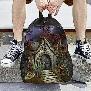 OPSREY Gothic Fairy Garden Print Laptop Backpack Bag Lightweight Large Capacity Casual Travel Daypack For Men Women