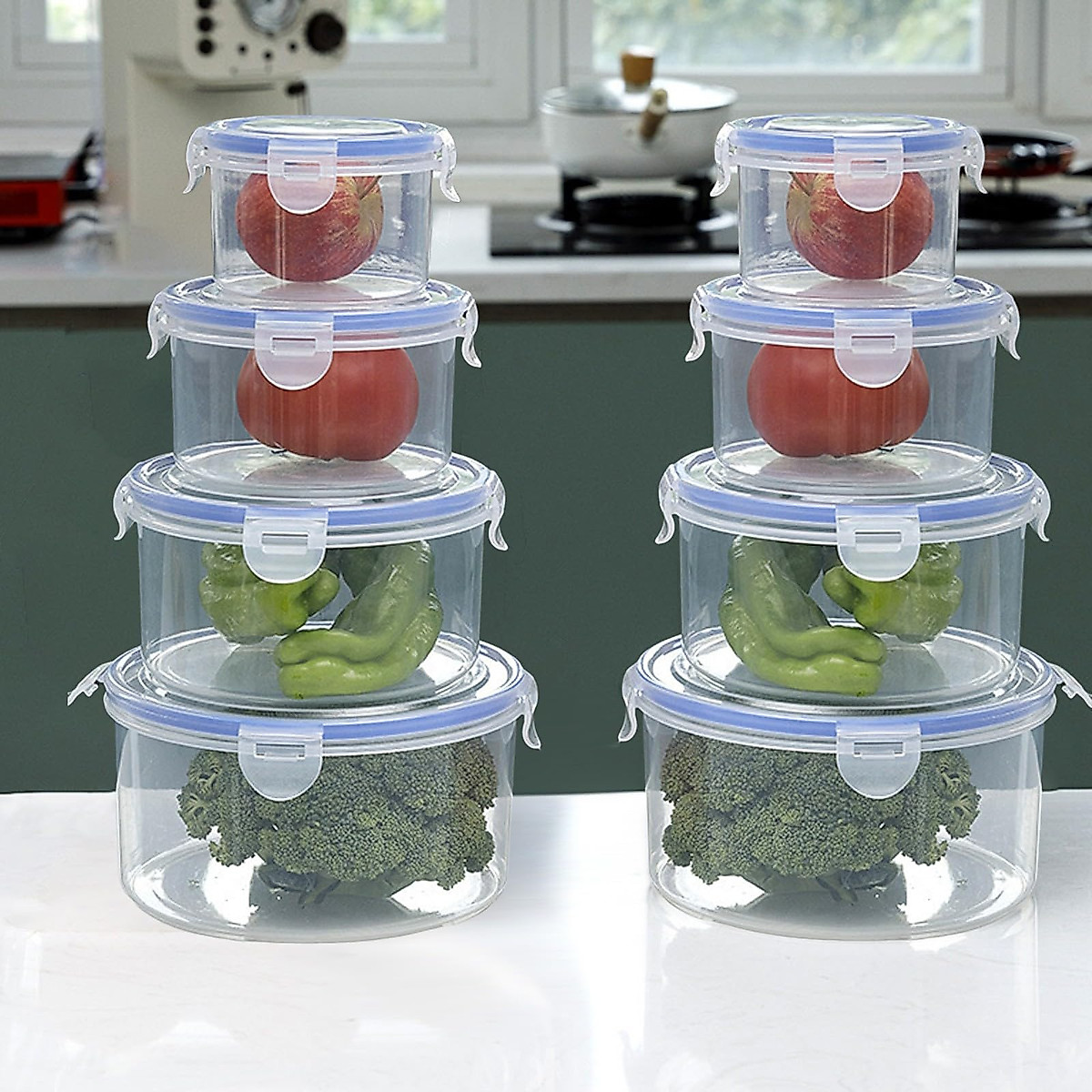 Generic Set Of 4 Food Storage Plastic Containers Set with Locking Lids, Leak Proof, Airtight, Nested, Dishwasher Variety Of Sizes, White
