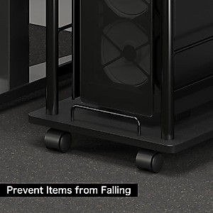 PROXRACER Height Adjustable Computer Tower Stand, 3-Tier CPU Holder Cart Printer Stand Mobile PC Laptop Standing Table Home Office Gaming Accessories with Rolling Wheels