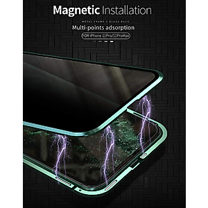 Guppy for iPhone 11 Pro Max Magnetic Case, Case with Built In Privacy Screen Protector Anti Spy Tempered Glass Slim Metal Aluminum Shockproof Cover Hard Drop Proof Protective Wireless Charging Support