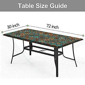 Aihonmin Tablecloth for Folding Table, Waterproof Picnic Table Cover Fitted Table Covers for 6 Foot Tables, Elastic Rim Plastic Table Cover for Picnic, Camping, Indoor, Outdoor Boho(30 x 72 Inches)