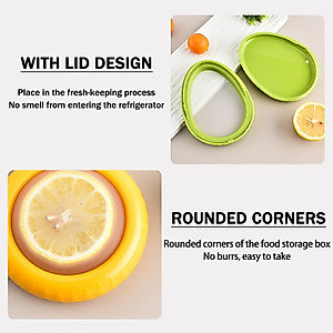 rimzuej 4PC Fruit and vegetable Anti-oxidation Storage Box,Silicone Fruit Storage Box, Storage Containers for Fridge, Reusable Food Saver for Avocado Tomato Onion Lemon（4-pack）