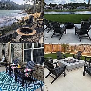 POLYDUN Adirondack Chair, HDPE Outdoor Weather Resistant Plastic Patio Chairs for Pool, Deck, Garden, Backyard, Fire Pit and Lawn Chairs (Black)