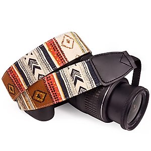 Wolven Pattern Canvas Camera Neck Shoulder Strap Belt Compatible With All DSLR/SLR/Men/Women etc, Yellow