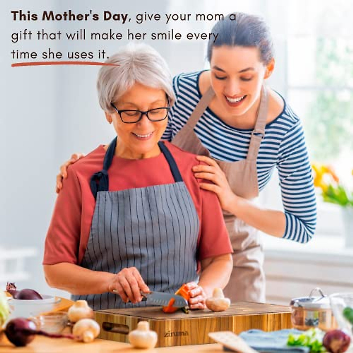 End Grain Butcher Block Cutting Board [2" Thick] Made of Teak Wood and Conditioned with Beeswax, Linseed & Lemon Oil. 17" x 11" by Ziruma