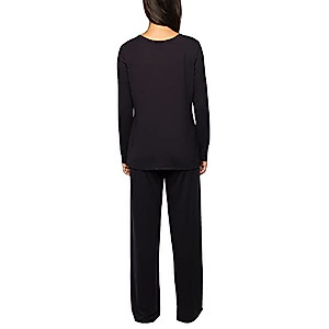 Vanity Fair Women's Beyond Comfort Modal Pajama Set (Short & Long, Long Sleeve-Black, Medium