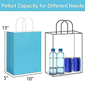 Poever 48Pcs Party Favor Bags Colorful Gift Bags 6 Colors 10x5x13 Kraft Paper Bags with Handles Rainbow Goody Bags for Kids Birthday Wedding Business