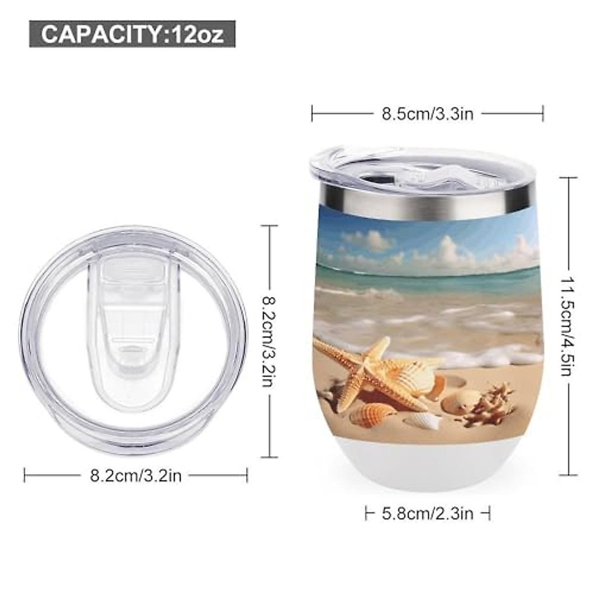 WYUSPGK 304 Stainless Steel Insulated Cup, Seashells Starfish on Beach Print Smooth Rim, Durable & Reusable - Perfect for Office, Home, And Travel