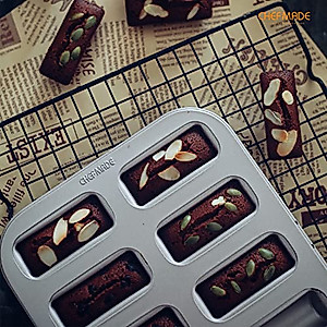CHEFMADE Financier Cake Pan, 10-Cavity Non-Stick Rectangle Muffin Pan Biscuits Cookies Bakeware for Oven Baking (Champagne Gold)