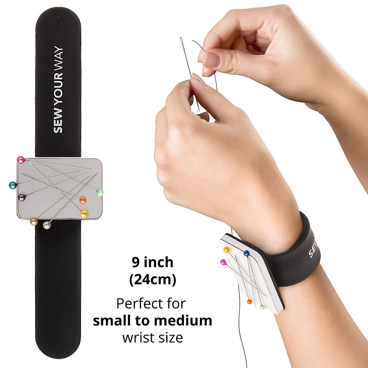Sew Your Way Magnetic Pincushion for Sewing – Wrist Pin Holder for Sewing – Magnetic Wristband Quilting Supplies – Magnetic Pin Cushion Holder for Sewers & Hairstylist - Magnet Needle Holder Gift