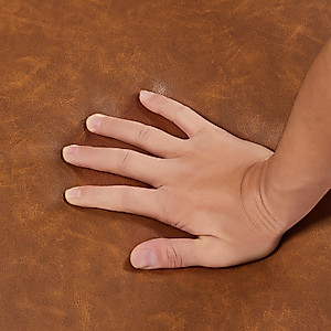 Yaheetech PU Leather Accent Chair, Mid-Century Modern Barrel Chair with Wooden Frame and Soft Thick Padded for Living Room Bedroom Home Office, Light Brown