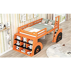 LOVMOR Full-Over-Full Bunk Bed with Trundle, Loft Bed with Bedside Storage Bookshelf Safety Guardrail and Ladder, Bedframe w/Wood Slat Support, Easy to Assemble, White