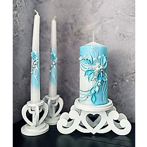 Magik Life Unity Candle Set for Wedding - Wedding Accessories for Reception and Ceremony - Decorative Pillars Teal