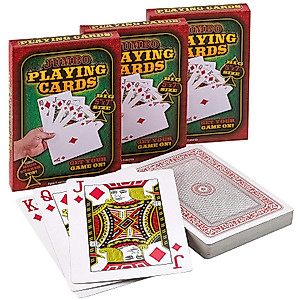 Jumbo Large Playing Cards - (3 Decks) Big 5 x 7 Inch Giant Deck of Cards Huge Playing Cards Poker Playing Cards for Casino Theme Party Decorations Game Night and Magic Supplies