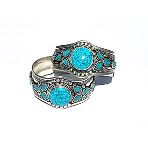 Multi-Stone Blue Stabilized-Turquoise Adjustable Cuff Bracelet | Unique Boho Jewelry for Men & Women