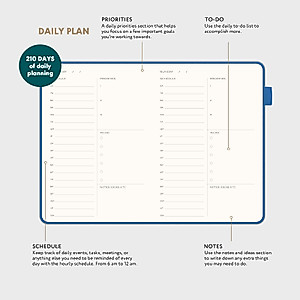 Daily Planner 2024. Undated Daily, Weekly & Monthly Planner with Time Slots. Achieve Your Goals – Organize Your Life with This Weekly Planner, A5 size, Hardcover Agenda. Start Anytime Weekly Monthly