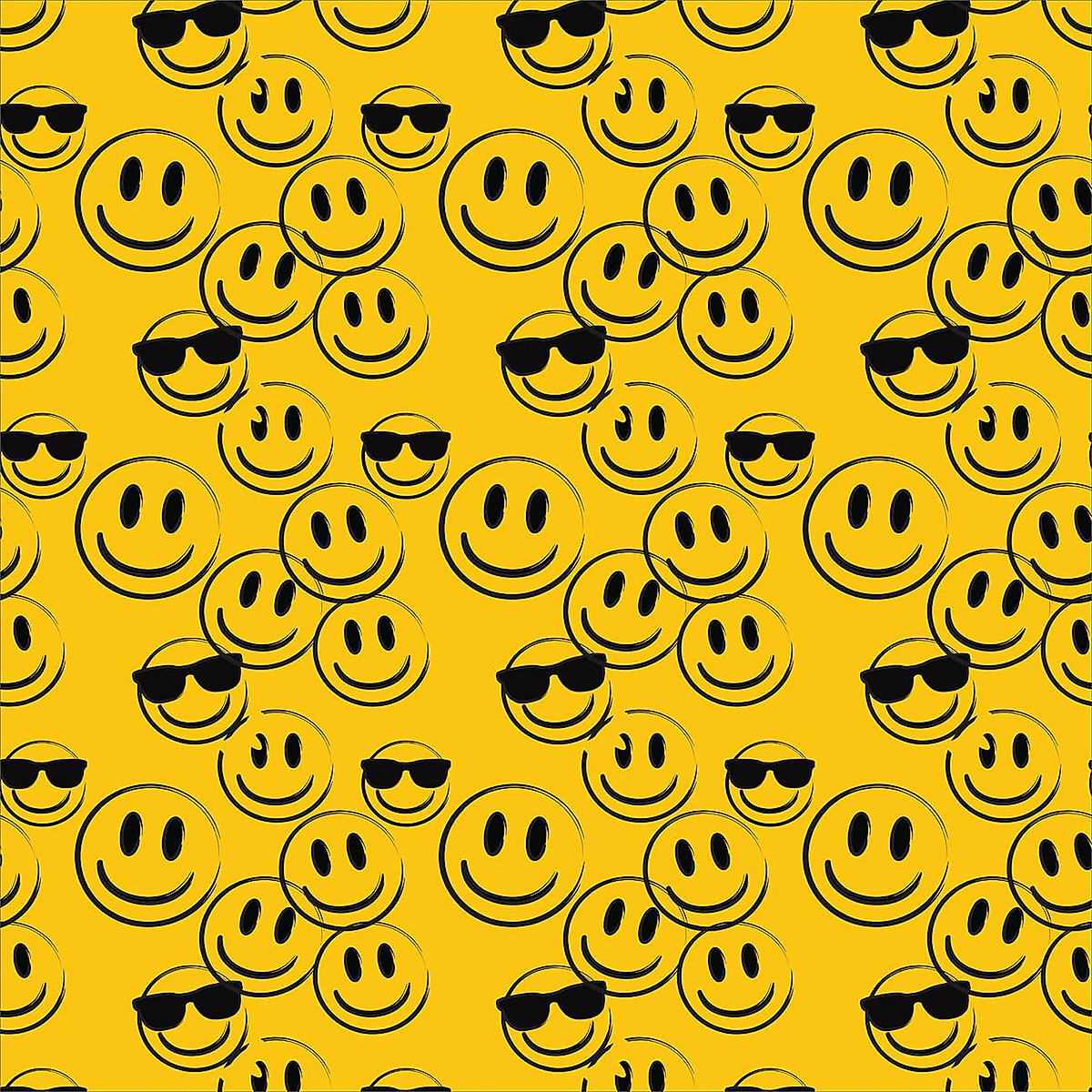 Ambesonne Emoji Duvet Cover Set, Modern Minimalist Pattern of Smiling Happy Faces with Sunglasses Print, Decorative 3 Piece Bedding Set with 2 Pillow Shams, Queen Size, Earth Yellow and Black