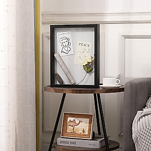 Muzilife Shadow Box Picture Frame with Linen Board Deep Wood Glass Display Case Ready to Hang Memory Box Baby Sports Memorabilia, Pins, Awards, Medals, Wedding, Tickets and Photos, Black, 2pcs 11X14