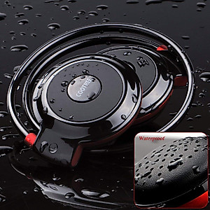 Cootree Wireless Headphone Sports Headset with Built in Microphone,Bluetooth Headphones Behind The Head,Foldable and Carried in The Purse, Black/Red