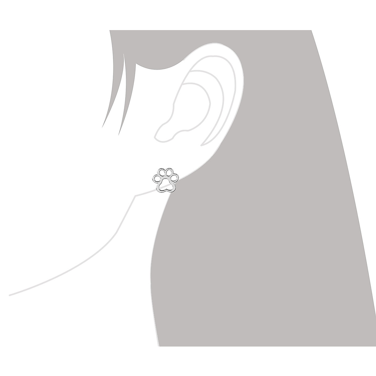 Sterling Silver Paw Print Stud Earrings
