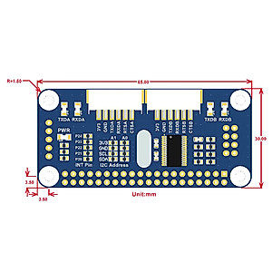 Coolwell for Raspberry Pi Serial HAT Provides 2-Ch UART and 8 GPIOs I2C Interface Expansion HAT for Raspberry Pi 4B+ 4B 3B+ 3B 2B+ Zero W WH