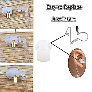 Lsgoodcare 50Pack White Silicone Rubber Replacement Mushroom EarTips Earbud Compatible for Motorola Kenwood Icom Yaesu Baofeng HYT Midland Cobra Radio Surveillance Acoustic Tube Earpiece Headset