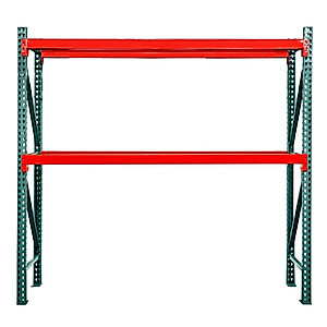 Shelving Inc. 48" d x 144" w x 96" h - 2-Tier Teardrop Pallet Rack Starter Unit, No Decking, 6-1/4"h Beams, Weight Capacity 7160lbs Per Level, Evenly Distributed