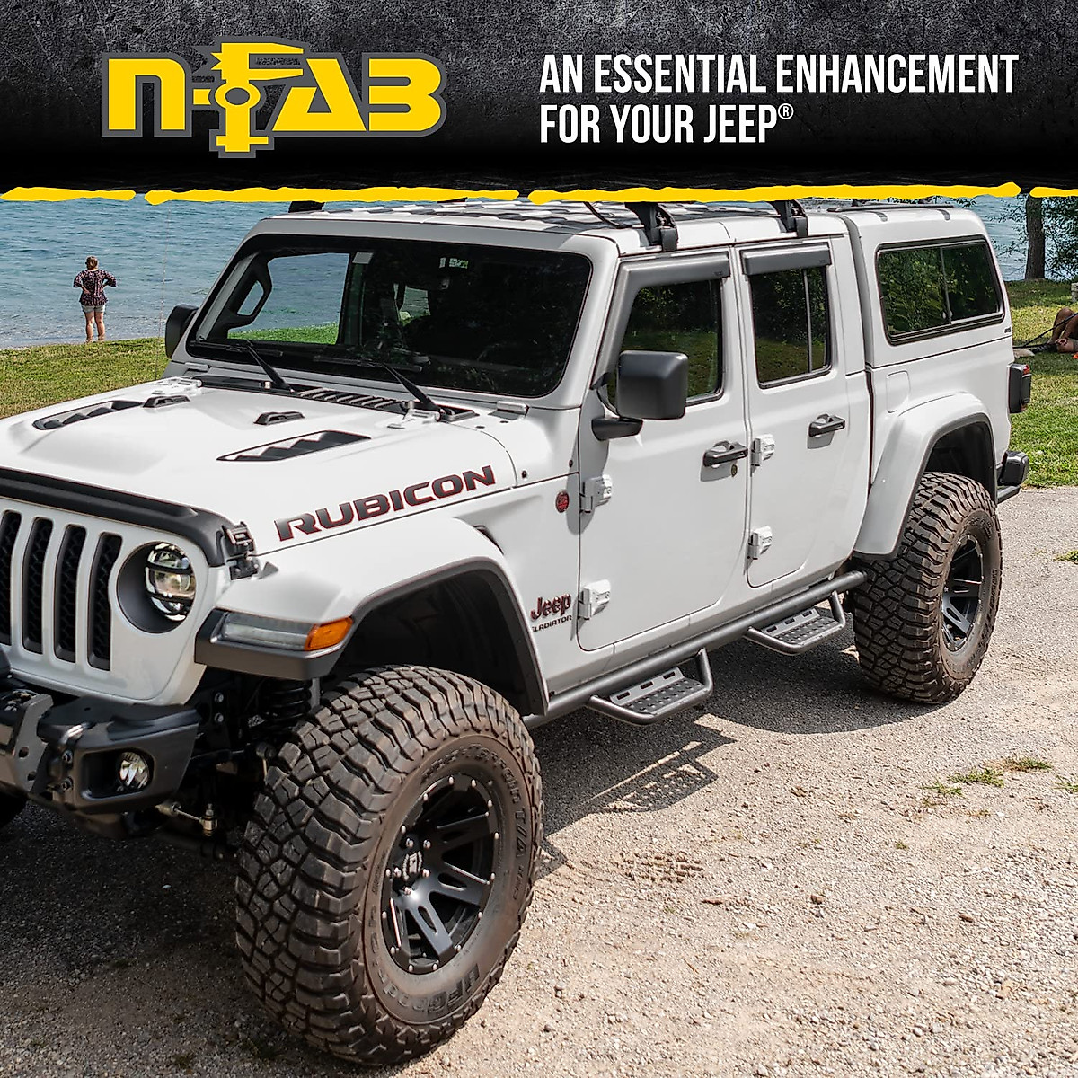 N-Fab Nerf RS Steps for Jeep Gladiator JT | Cab Length, Steel, Textured Black | 519418012 | Fits 2020-2024 Jeep Gladiator JT 4 Door All Beds, SRW Gas