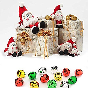 100PCS 1 Inch Multicolored Jingle Bells Christmas Metal Bells Craft for Christmas Festival Party Wedding Decorations DIY Project, Large Jingle Bells Bulk, Red, Green, Silver, Gold
