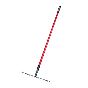 Bully Tools 92369 18" Stone Rake with Long Fiberglass Handle