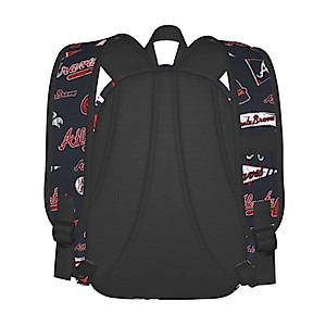 Annod Industries Atlanta Braves Baseball Backpack, Lightweight Casual School Backpacks Bags for Men Women Book Travel Hiking Camping Work, 16.9 Inch