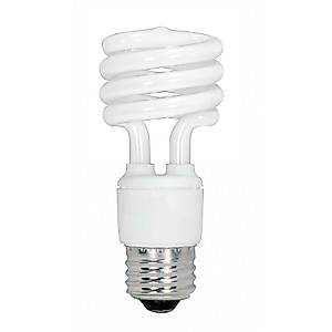 Satco S6236 13-Watt Medium Base T2 Mini Spiral, 4100K, 120V, Equivalent to 60-Watt Incandescent Lamp for Enclosed Fixtures,Pack of 4 , White