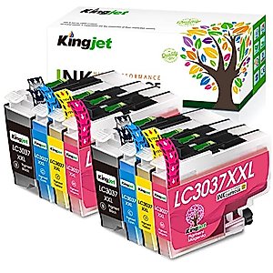 Kingjet Compatible Ink Cartridge Replacement for Brother LC3037 LC3037XXL Work with MFC-J5845DW MFC-J5845DWXL MFC-J5945DW MFC-J6545DW MFC-J6545DWXL MFC-J6945DW Printer, LC3037 BK C M Y Ink Cartridges