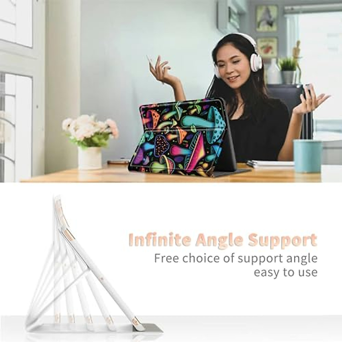 Dream Mushroom Case for Samsung Galaxy Tab A8 10.5 Inch 2022, Shockproof PU Leather Folding Stand Slim Case with Auto Sleep/Wake for Galaxy Tab A8 2022 Model SM-X200/X205/X207