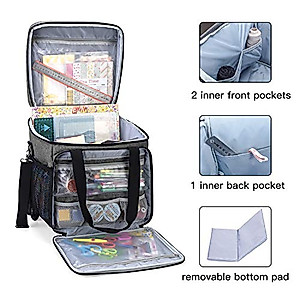 Luxja Rolling Scrapbook Tote, Scrapbook Bag with Detachable Dolly (Patented Design), Gray