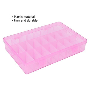 Nail Art Storage Box, 24 Grid Pink Empty Nail Boxes Nail Tips Nail Art Storage Box Plastic Rhinestones Bead Decoration Organizer Case DIY Handmade Gifts Nail Art Supplies Nail Art Container For Beads