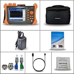 SPEEDWOLF 850/1300nm 24/22dB Multimode OTDR 5.6inch Touch Screen FTTH Fiber Optic Cable Tester with Visual Fault Locator(VFL) and FC+SC+FC/UPC(Male)-LC(UPC+APC)(Female) Adapter(OTDR32F-T1-MD-1)