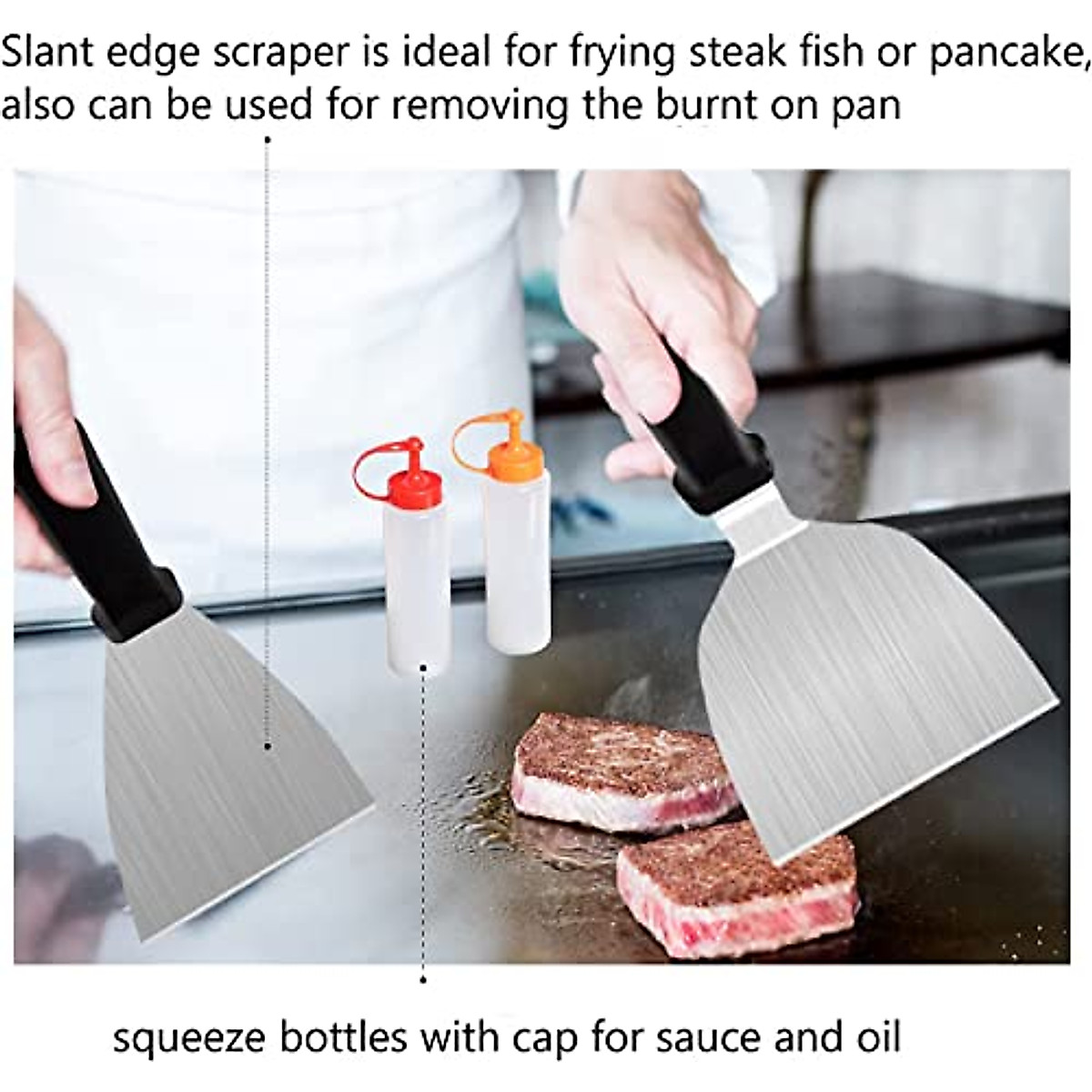 GR Smith - Grill Accessories Set for BBQ - Stainless Steel Grilling Utensils - Spatula Scraper Tongs Cooking Utensils Carrying Bag Kit - Kitchen & Outdoor Camping Griddle Tool - Easy Clean -32 Pcs