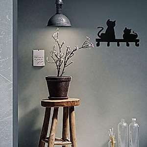 Cabilock Coat Rack Cat Wall Hooks 5 Hooks Rail Hanger Decorative Iron Wall Hook Rack Coat Clothes Towel Hanging Hook Organizer Bathroom Kitchen Entryway Hanging Hook Adhesive Wall Hooks