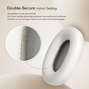 Aurivor Replacement Ear-Pads Cushions for Sony WH-1000XM5 Noise Canceling Headphones, Premium XM5 Ear Covers with Soft Protein Leather, Optimized Memory Foam (Silver)