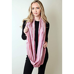 Anika Dali Women's Shimmer Sparkle Infinity Scarf- Festival Boho Bliss Fashion Scarf (Blush Pink)