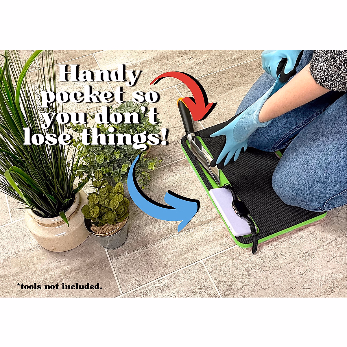 Polar Whale 4 Portable Knee Cushions Green and Black with Tool Pocket for Home Garden Work Automotive Workshop More Durable Thick Comfortable High Density Waterproof Foam 15 x 10 Inches Kneeling Pad