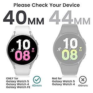 Tensea [2Pack for Samsung Galaxy Watch FE 2024/5 2022/4 2021 Screen Protector Case 40mm Accessories, Protective Face Cover Built-in Tempered Glass Film Bumper Case (40mm, Pink Gold)