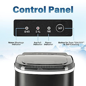 Simple Deluxe Countertop Ice Maker Machine, 9 Ice Cubes Ready in 6 Mins, 26lbs Ice/24Hrs, with Scoop & Basket, Self-Cleaning Function, for Home Kitchen Office Bar Party, Black