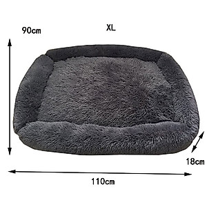 PEETITI Orthopedic Fluffy Plush Dog Bed Rectangle Calm Sleeping Pet Bed Washable Cat Dog Cushion Fits Up to 10-150lbs (X-Small, Pink)